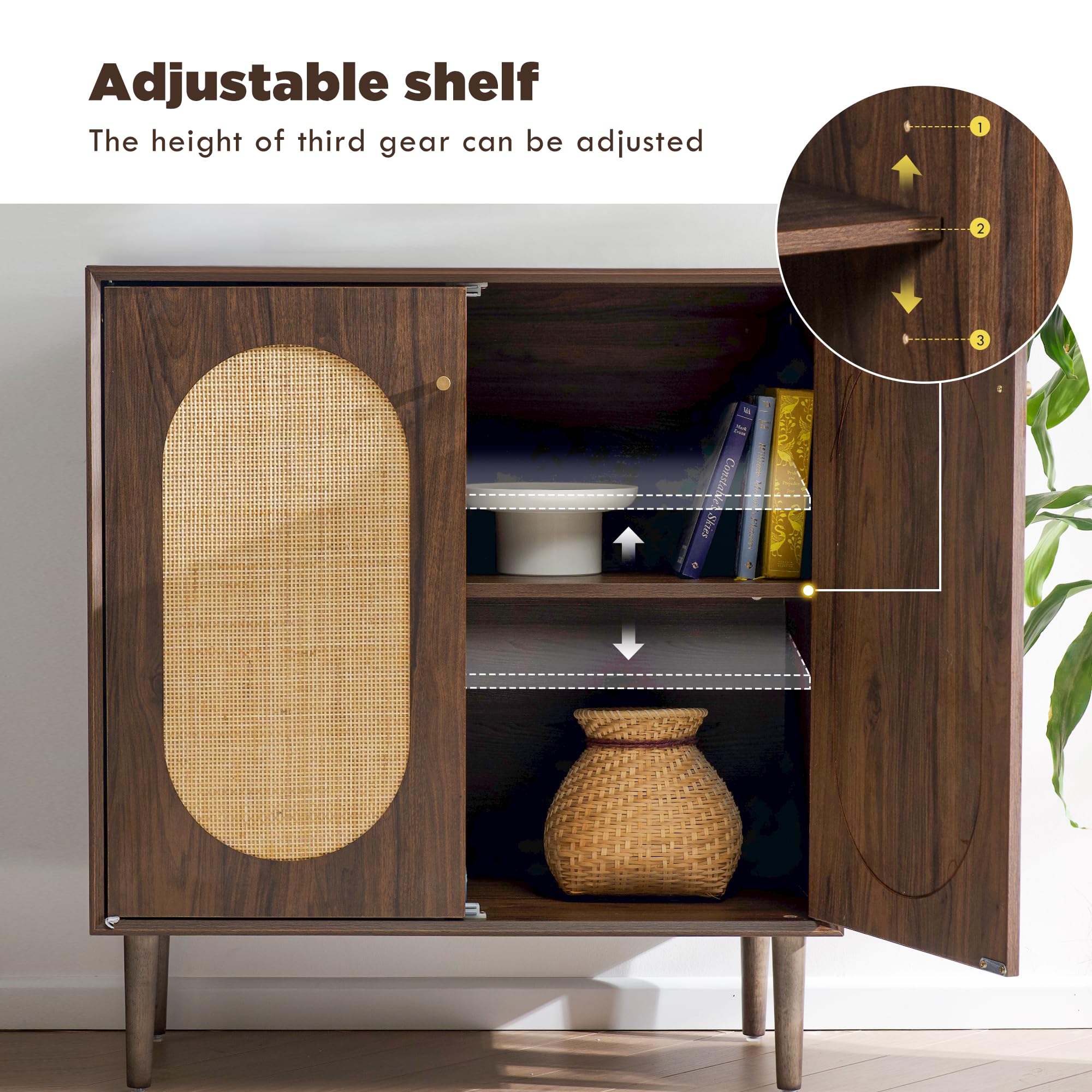Wicker Indoor Furniture Hutch Bay Isle Home Cerelia 63'' Rattan