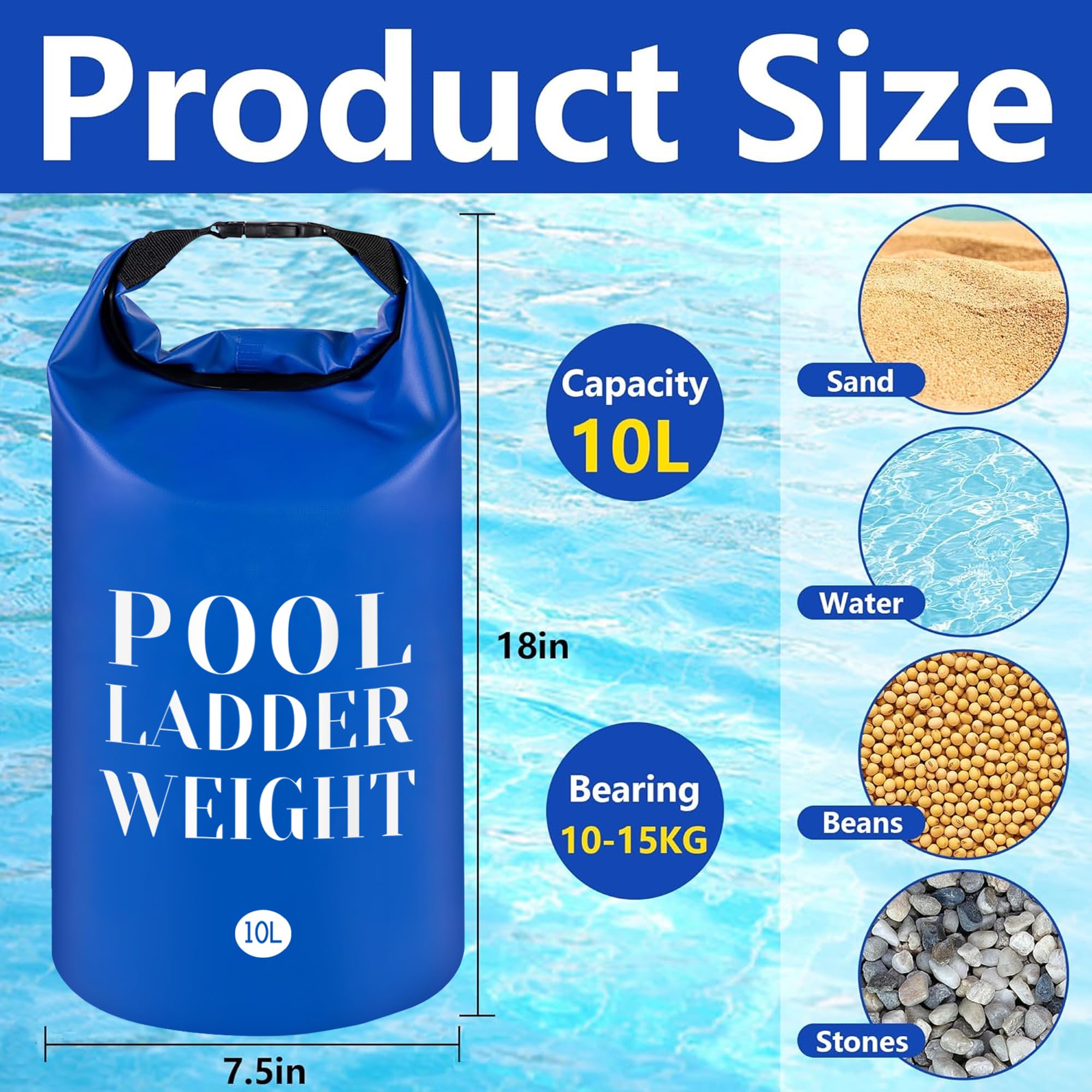 Snapklik.com : 4 Pcs 500D PVC Swimming Pool Ladder Weights- 10L ...