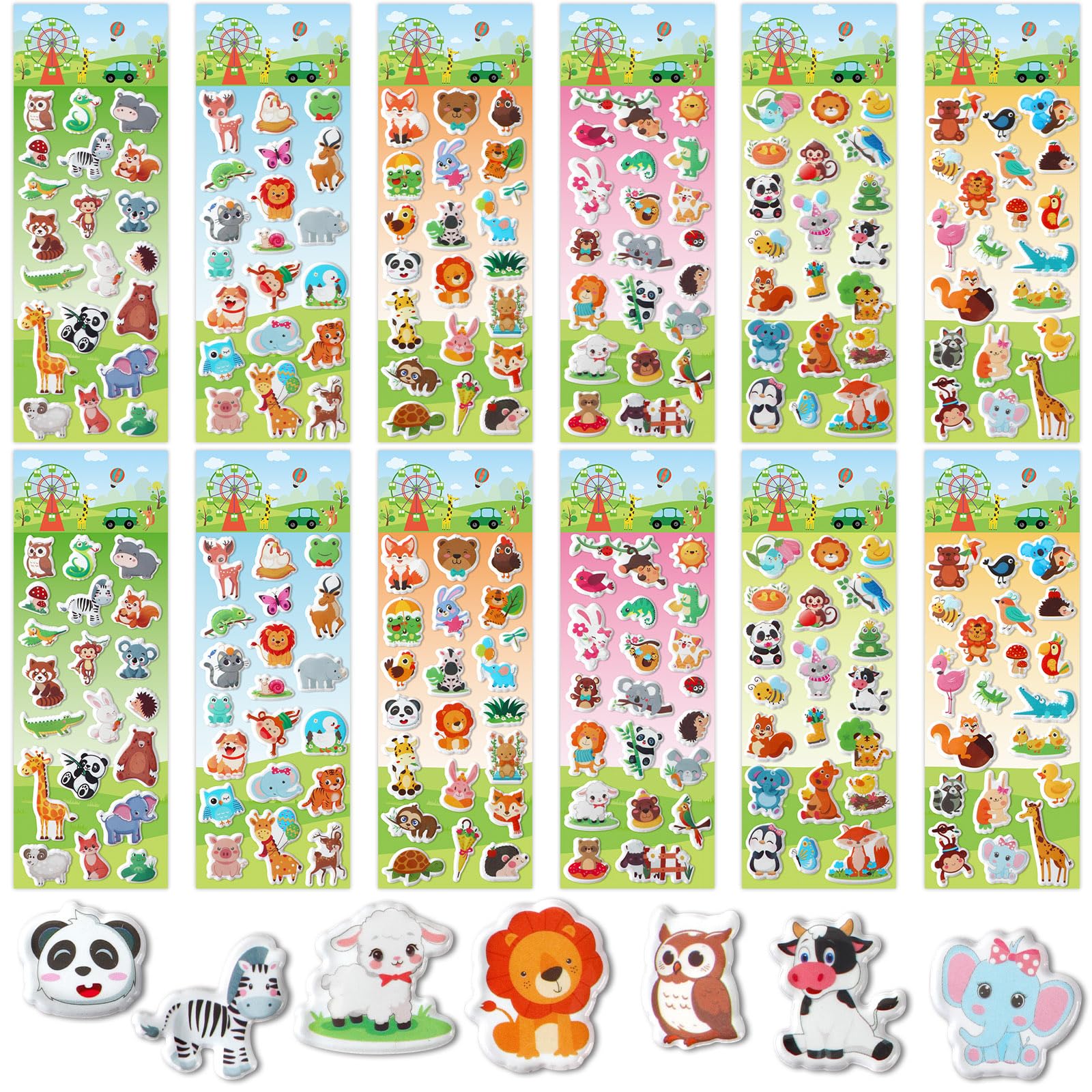 Amazon.com: UPINS 12 Sheets Animal Stickers for Kids, 3D Puffy Stickers ...