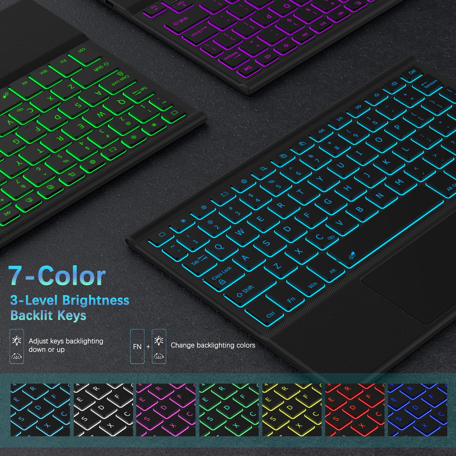 Snapklik.com : DoohowCase Backlit Bluetooth Keyboard Case Touch For ...