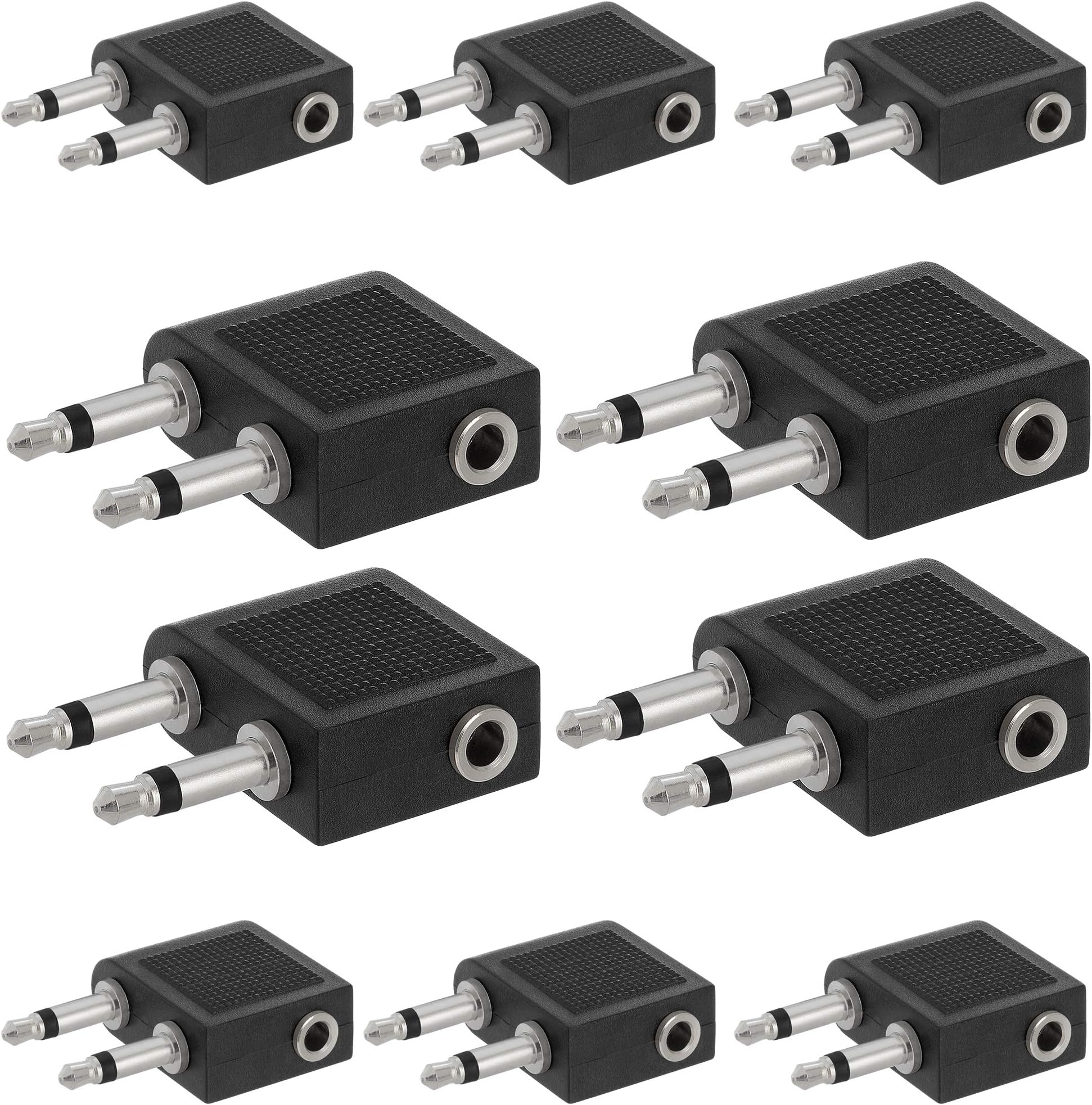 Amazon.com: Cmple - [10 Pack] Audio Airplane Adapter Dual 3.5mm Male to ...