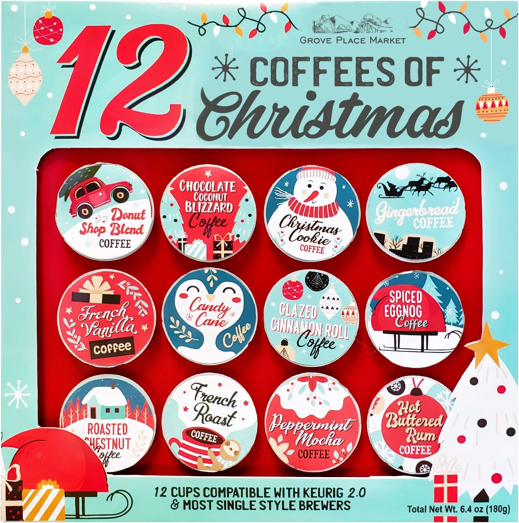 Amazon.com: 12 Coffees of Christmas - 12 K cups Premium Holiday Gift ...