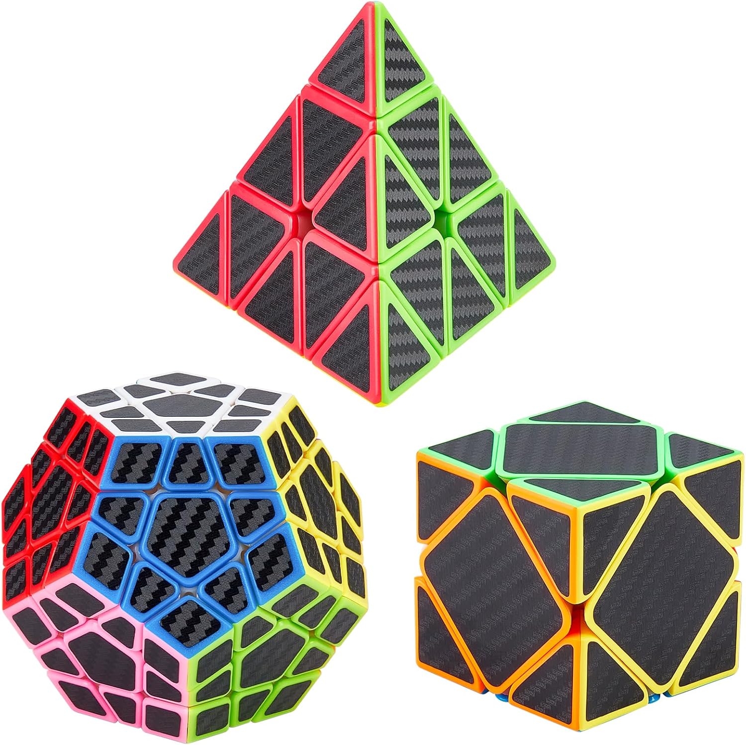 Coolzon Magic Cube Set 3 Pack Pyraminx Pyramid + Megaminx + Skewb Speed ...
