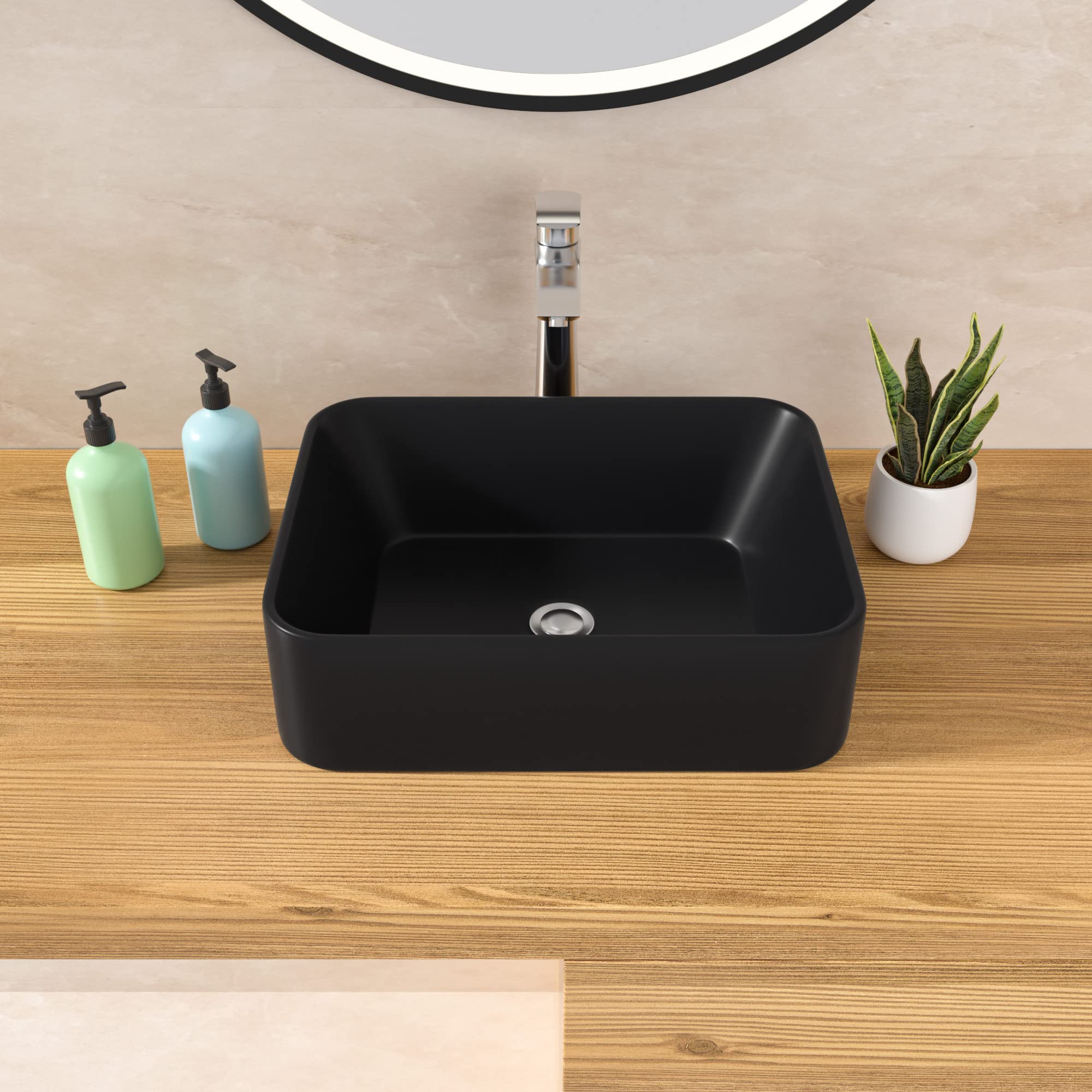 Snapklik.com : Black Vessel Sink Rectangular - 16 X 12 Black Bathroom ...
