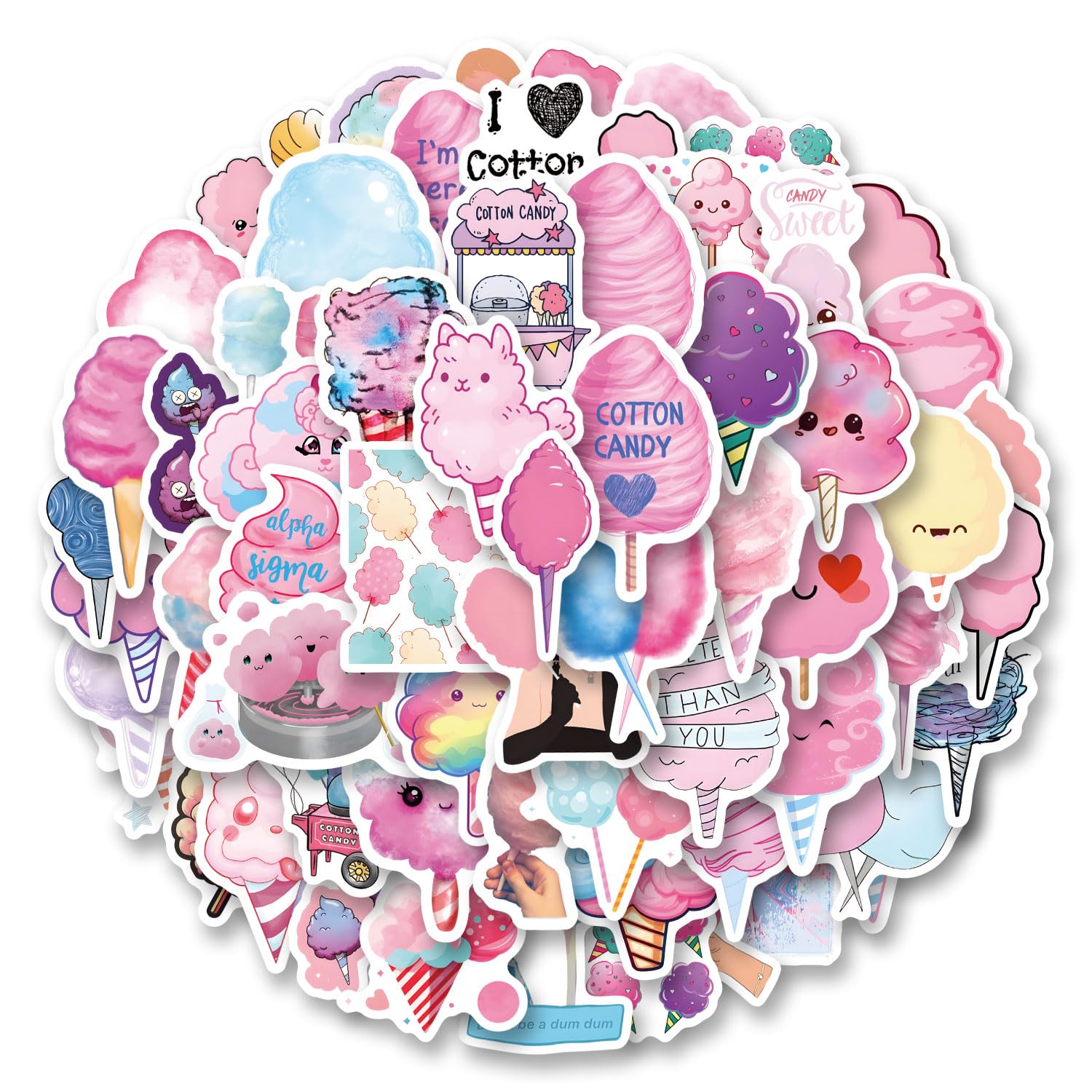 Amazon.com: 63pcs Cotton Candy Stickers Cute Candy Snacks Stickers for ...