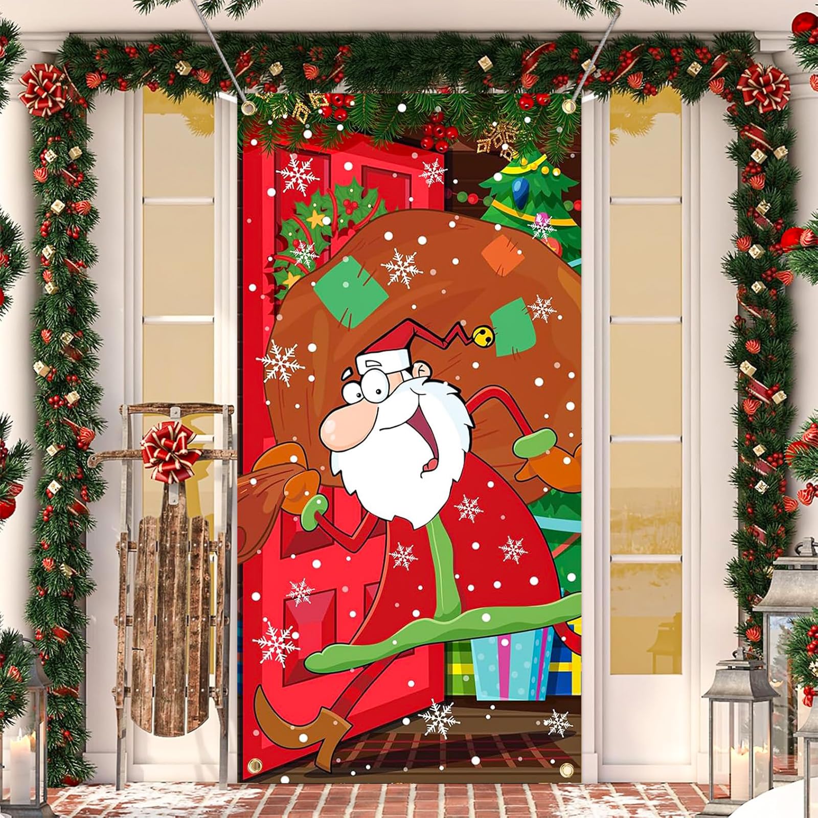 Amazon.com: Dendrim Christmas Door Cover Decorations Christmas Santa ...