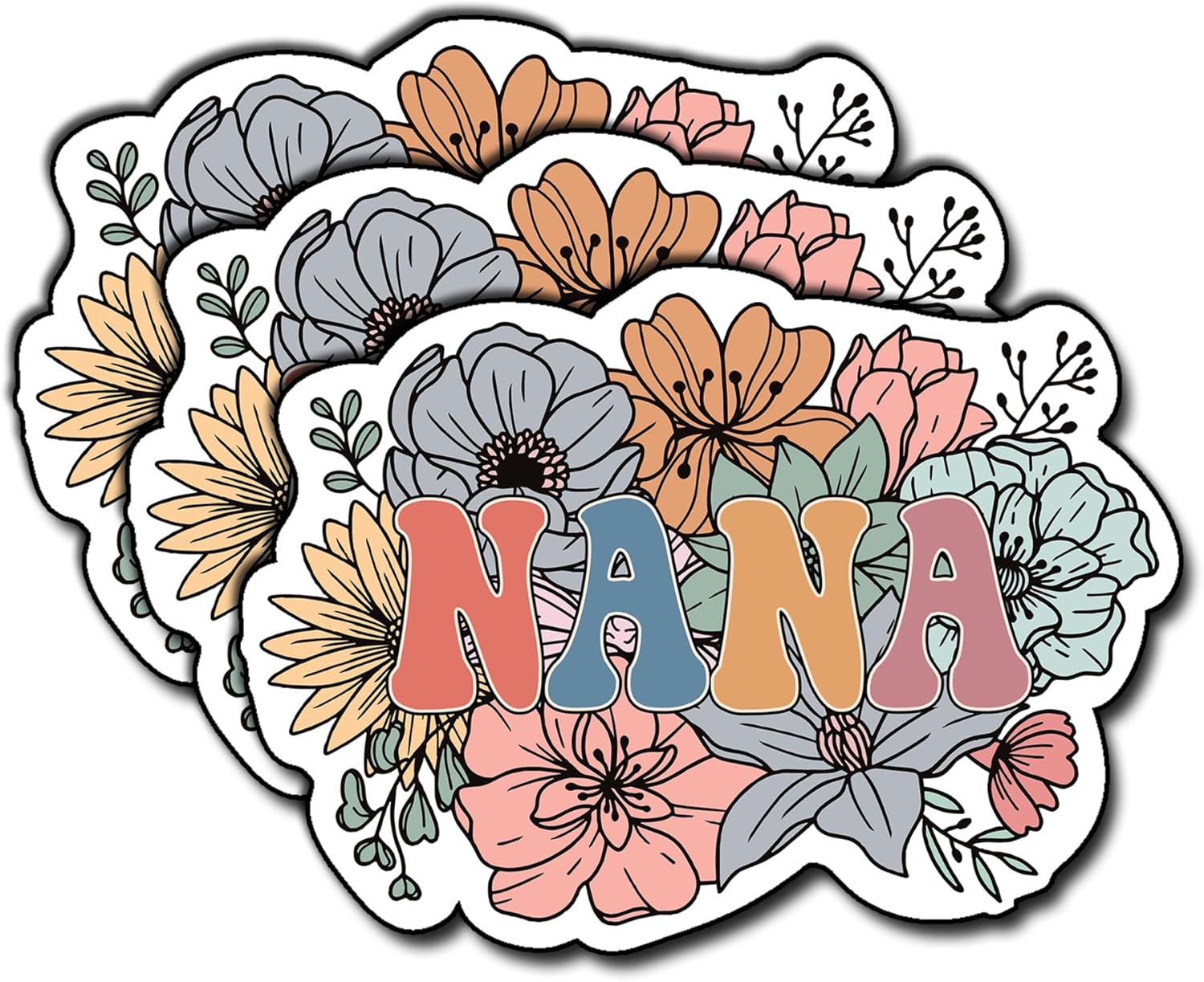 Amazon.com: (3Pcs) Nana Floral Sticker Gifts for Nana Grandma Mom ...