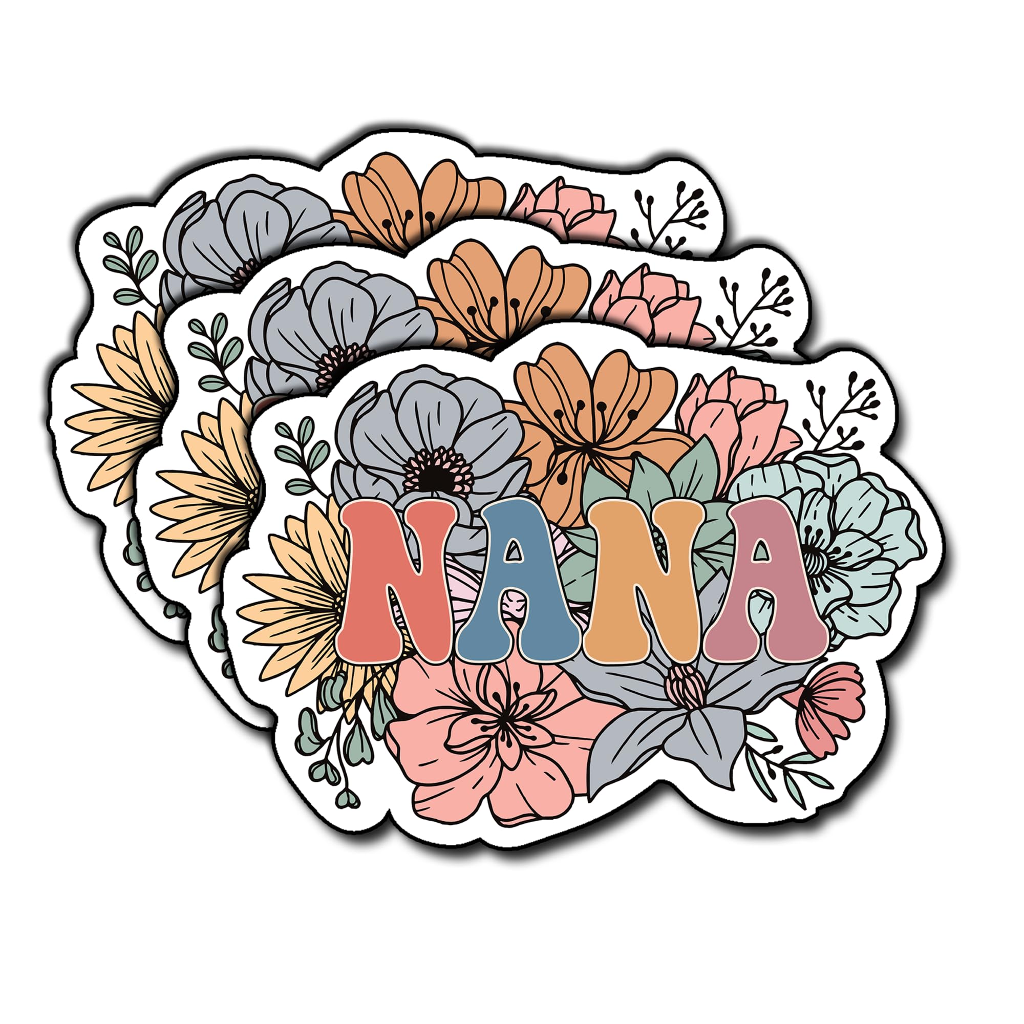Amazon.com: (3Pcs) Nana Floral Sticker Gifts for Nana Grandma Mom ...