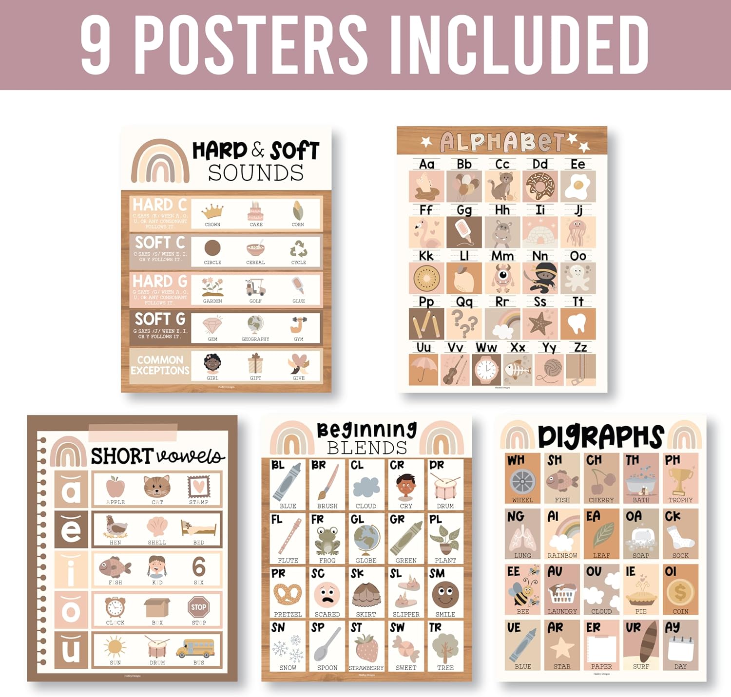 9 Boho Sound Wall Classroom Phonics Posters For Classroom Wall - Sound ...