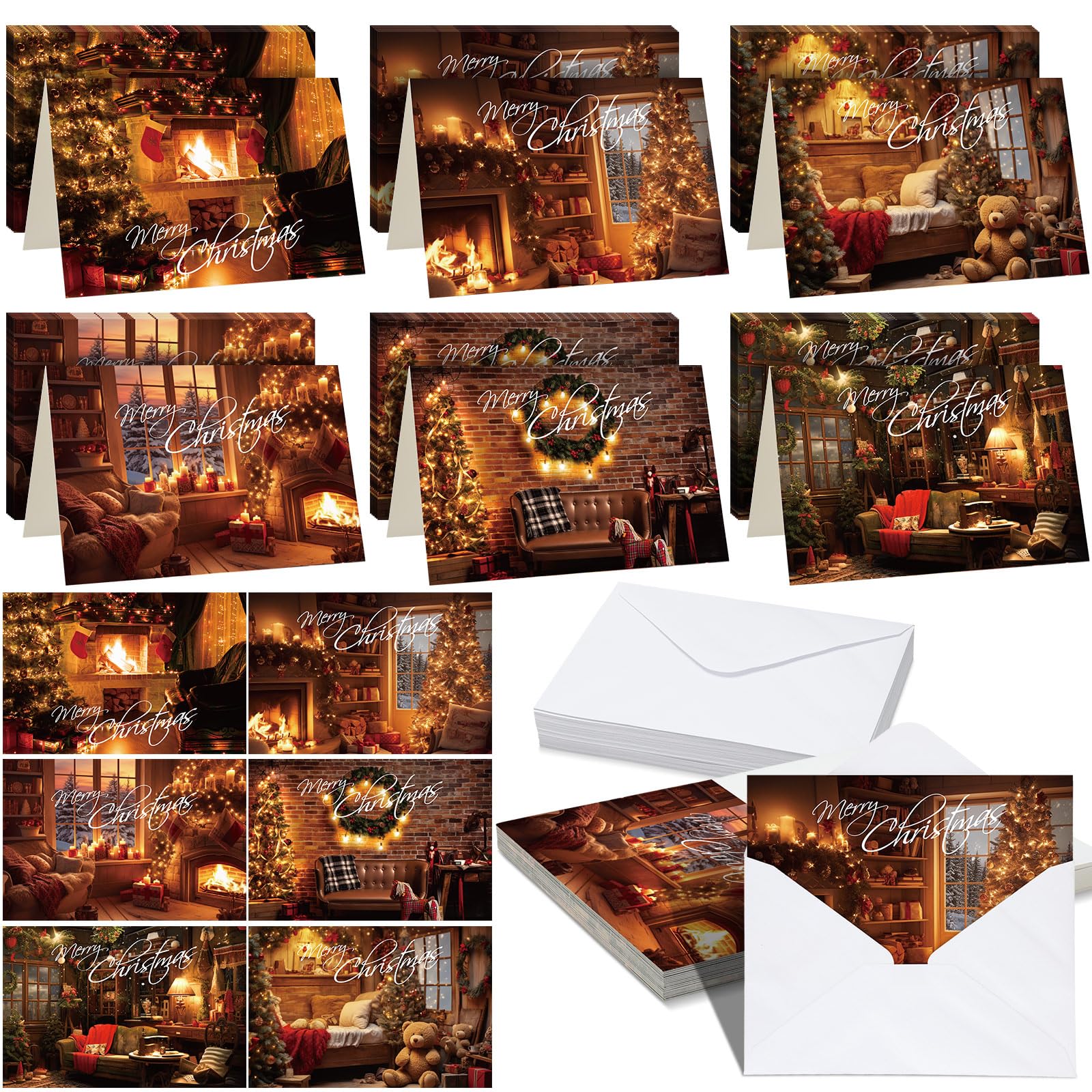 Amazon.com : MotiMind 36 Sets Christmas Cards with Envelopes Bulk Boxed ...