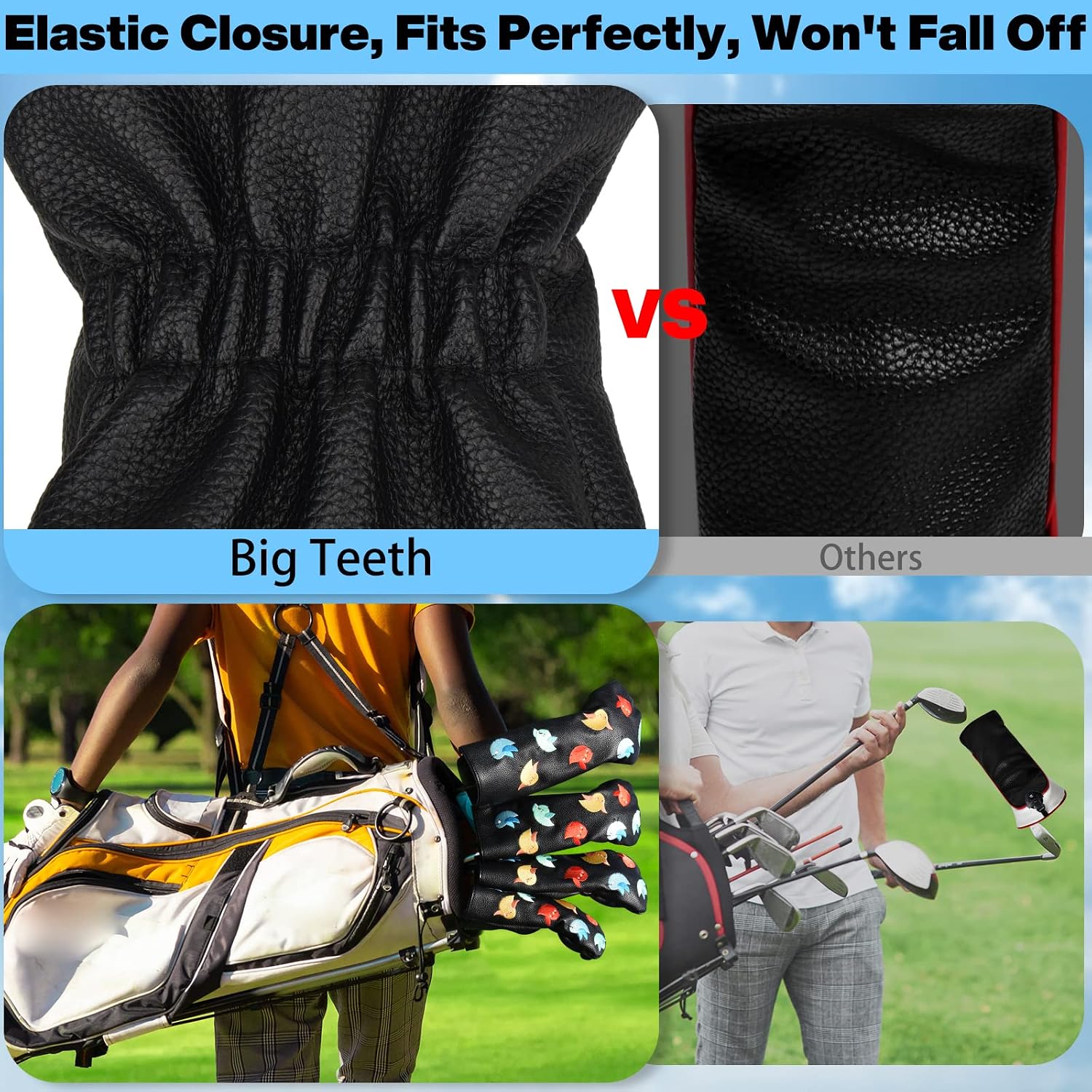 Big Teeth Golf Club Head covers Wood for Driver Fairway Hybrid with No ...