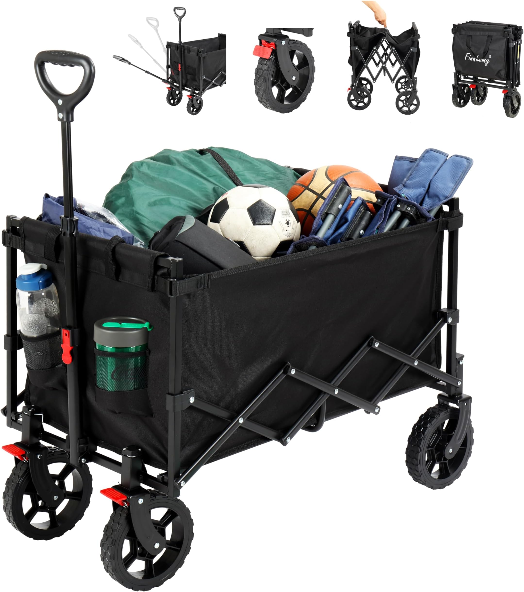 Finnhomy Folding Trolley on Wheels with Brake, Festival Trolley ...