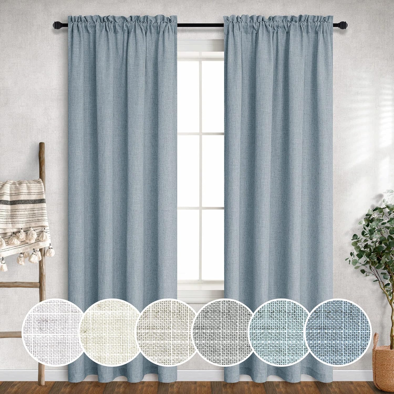 Amazon.com: Grey Blue Curtains 84 Inch Length for Living Room 2 Panel ...