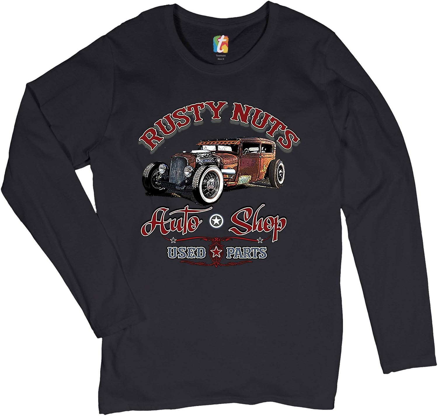 Amazon.com: Rusty Nuts Auto Shop Women's Long Sleeve T-Shirt Vintage ...