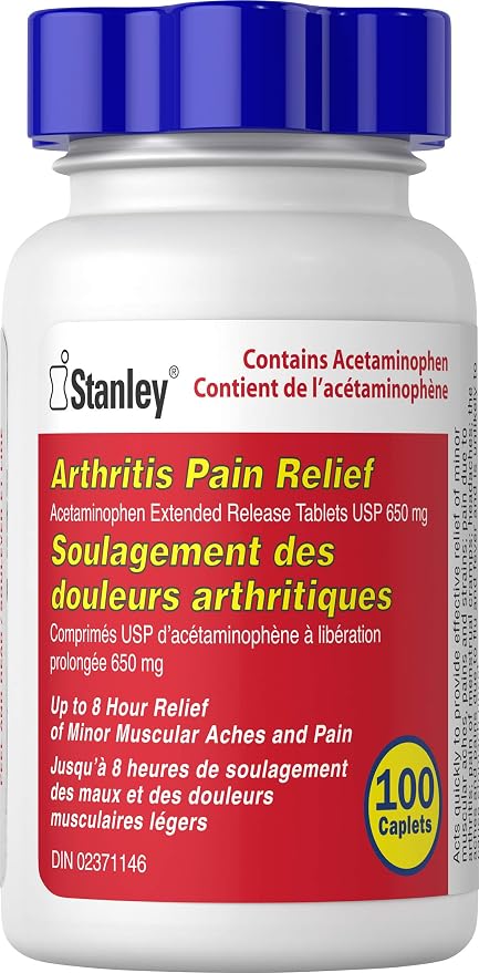 Stanley Pharmaceuticals Arthritis Pain Relief Tablets USP 650 Mg 100 ...