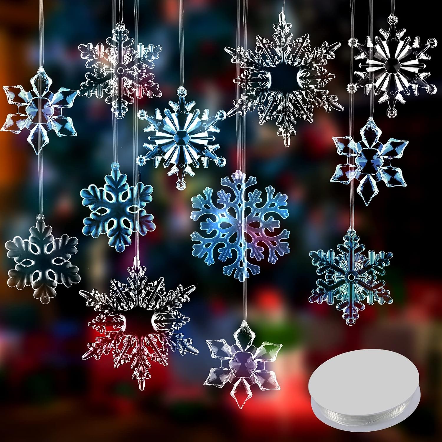 Amazon.com: Acrylic Crystal Snowflakes Ornaments Acrylic Xmas ...