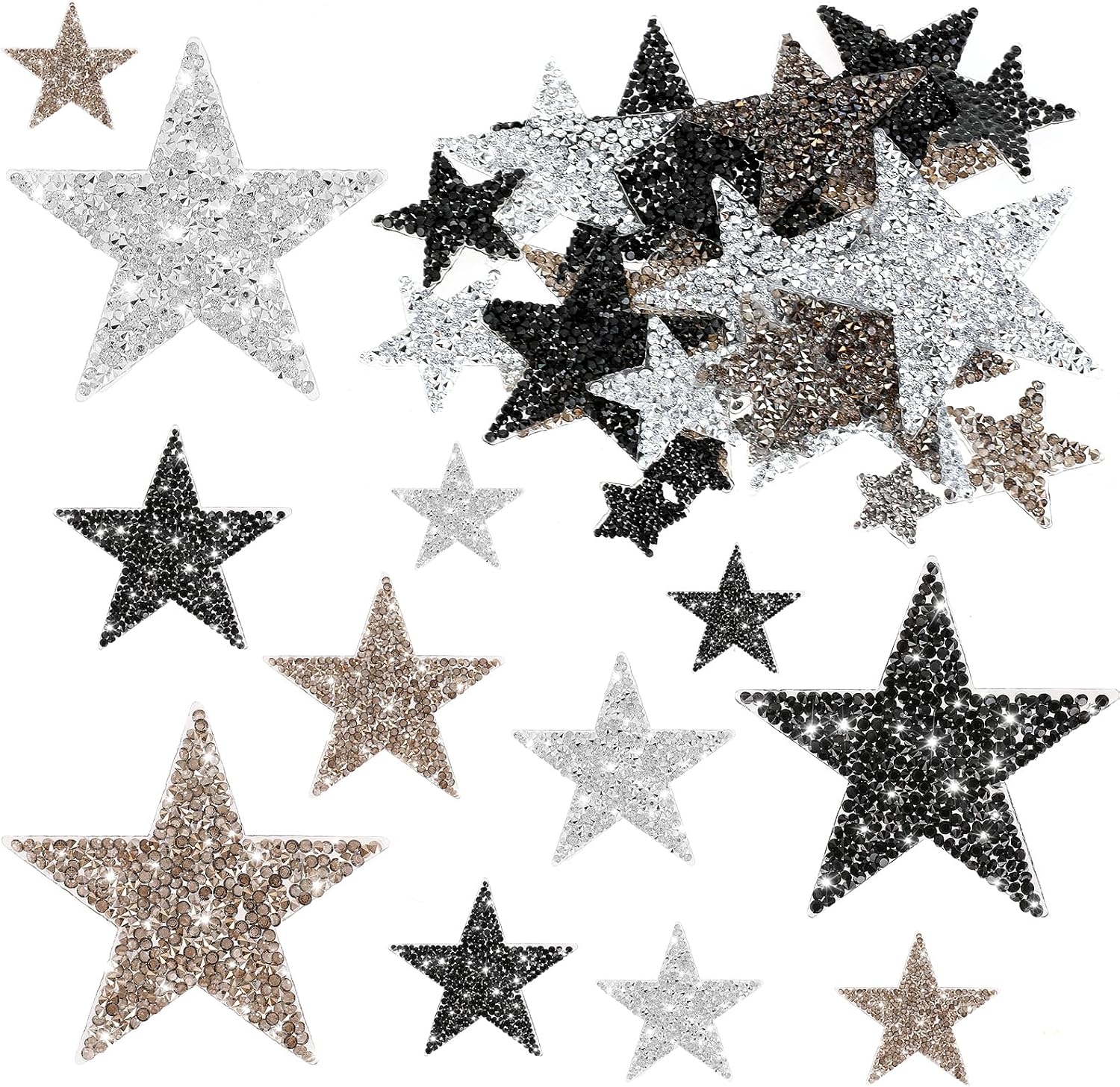 Amazon.com: 24 Pcs Star Iron On Patches, 4 Sizes Iron On Adhesive ...