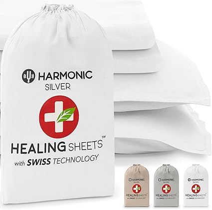 Amazon.com: HARMONIC SILVER Belgian Flax Linen Silver Ion Infused Bed ...