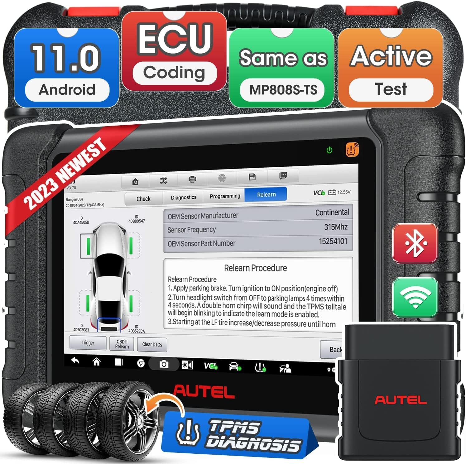 Autel MaxiDAS DS808S-TS: 2023 Android 11 Professional ECU Coding & TPMS as MS906 PRO-TS/ MS906TS ...