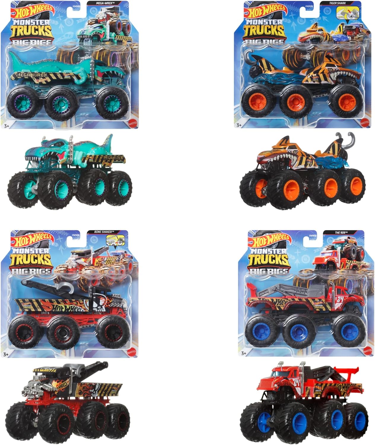 Amazon.com: Hot Wheels Monster Trucks Big Rigs 1:64 Scale Toy Truck with 6 Wheels for ...