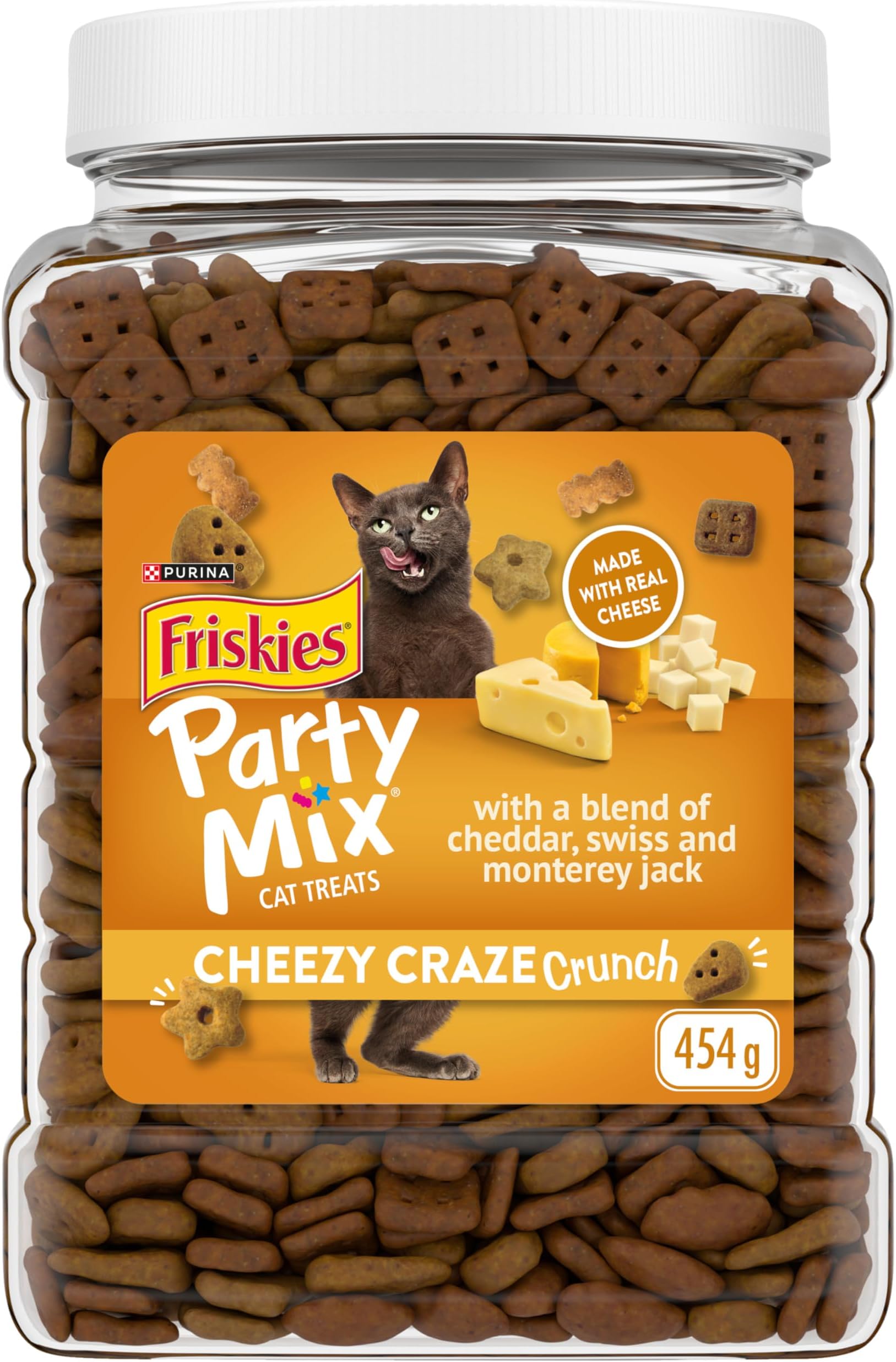 Friskies Party Mix Cat Treats, Cheezy Craze Crunch with Real Cheese ...