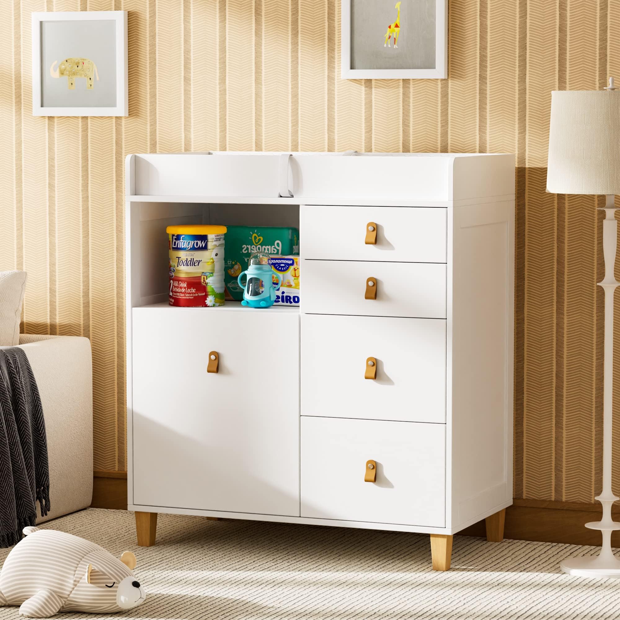 Amazon.com: PAKASEPT Changing Table Modern Storage Dresser Chest with ...