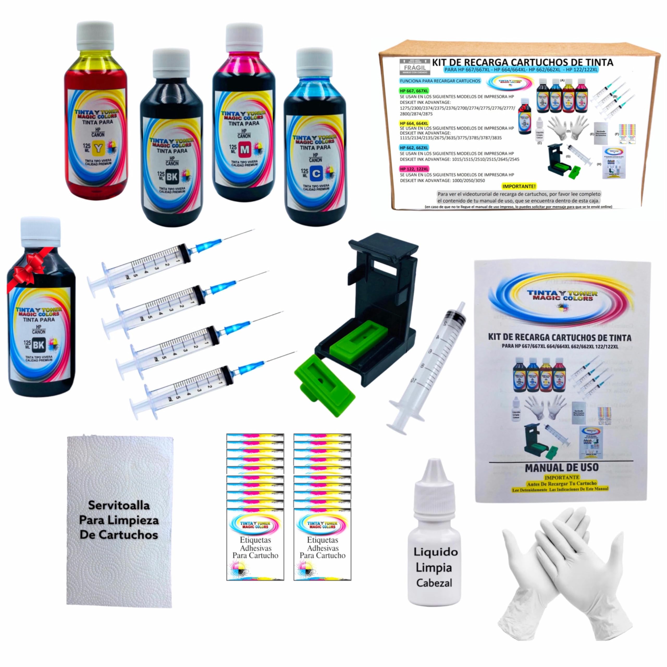 Genérico Kit Recarga De Tinta Compatible para Cartucho HP 667/1275/2374 ...