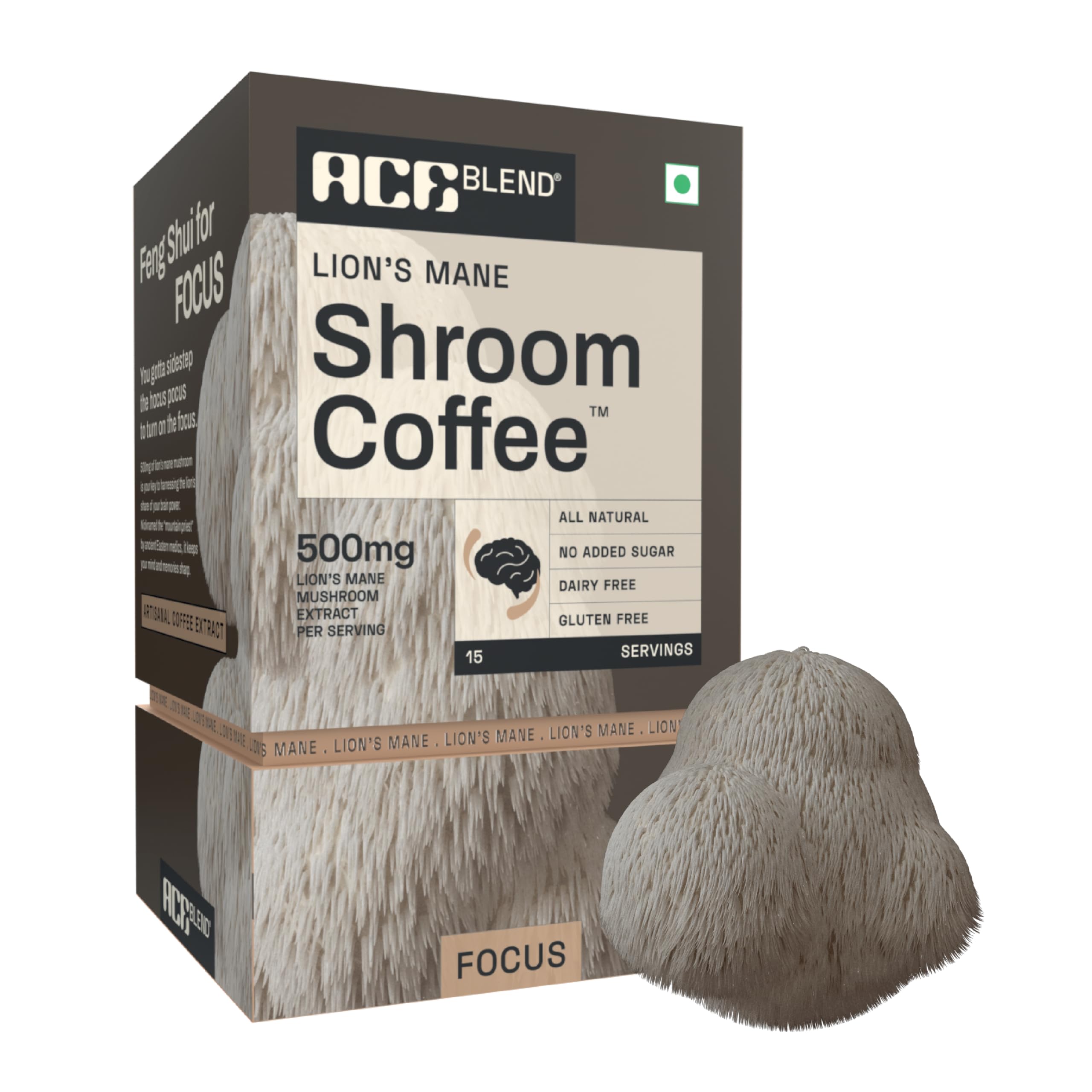 Ace Blend Lions Mane Shroom Coffee|90 Sachets, 120 Grams|Mushroom ...