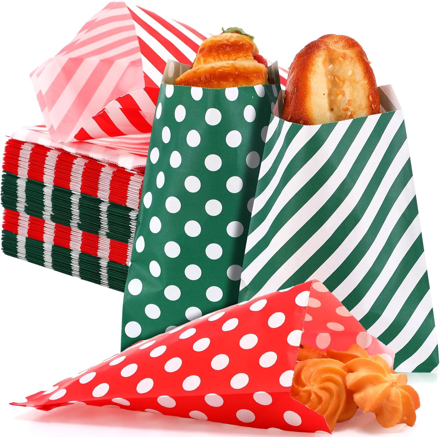 Amazon.com: Sweetude 400 Pcs Bulk Christmas Cookie Bags 5 x 7 Inch ...