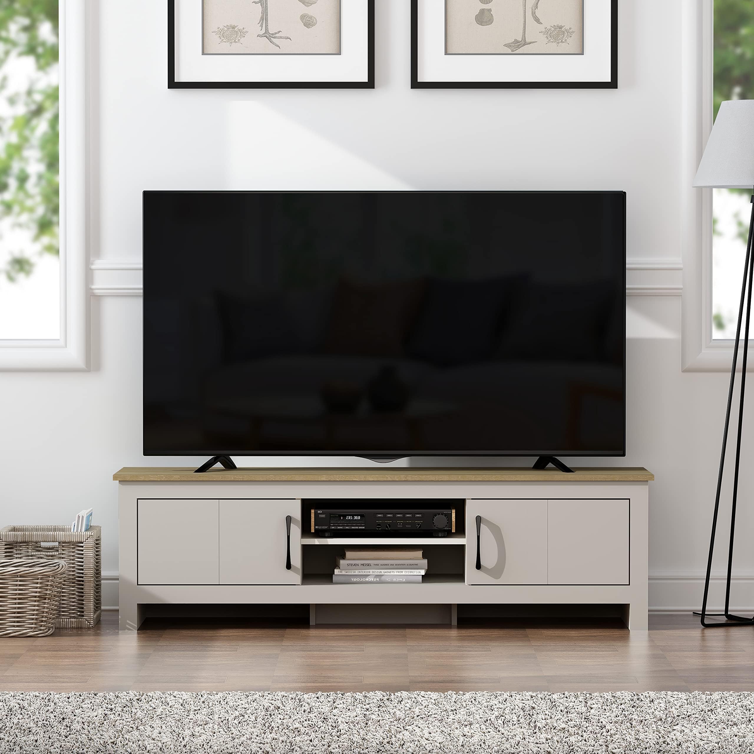 Farrow White TV Unit for Living Room | Roseland Furniture Fully ...