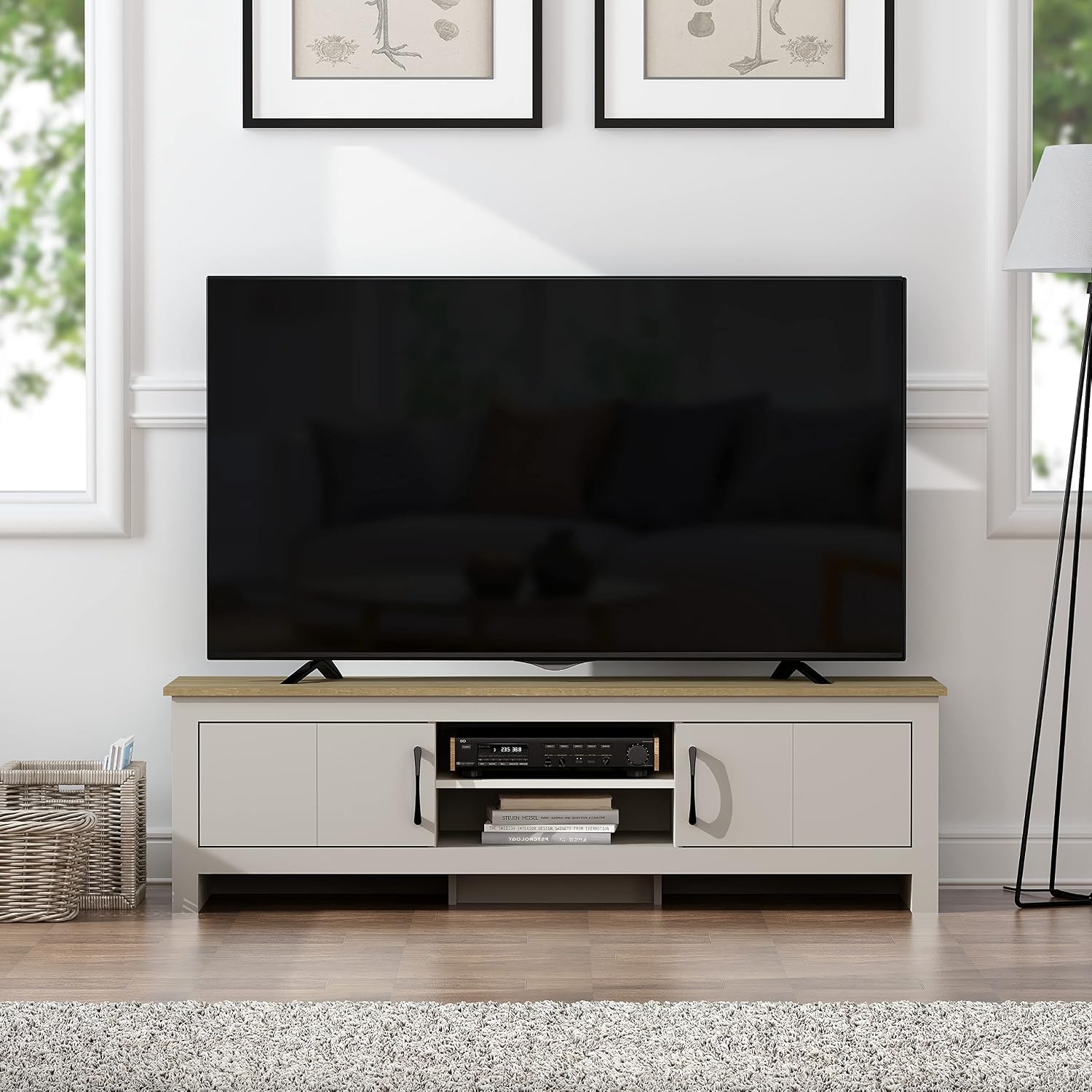 Galano Limestone Wide TV Unit, Entertainment Centre for up to 65'' TV ...