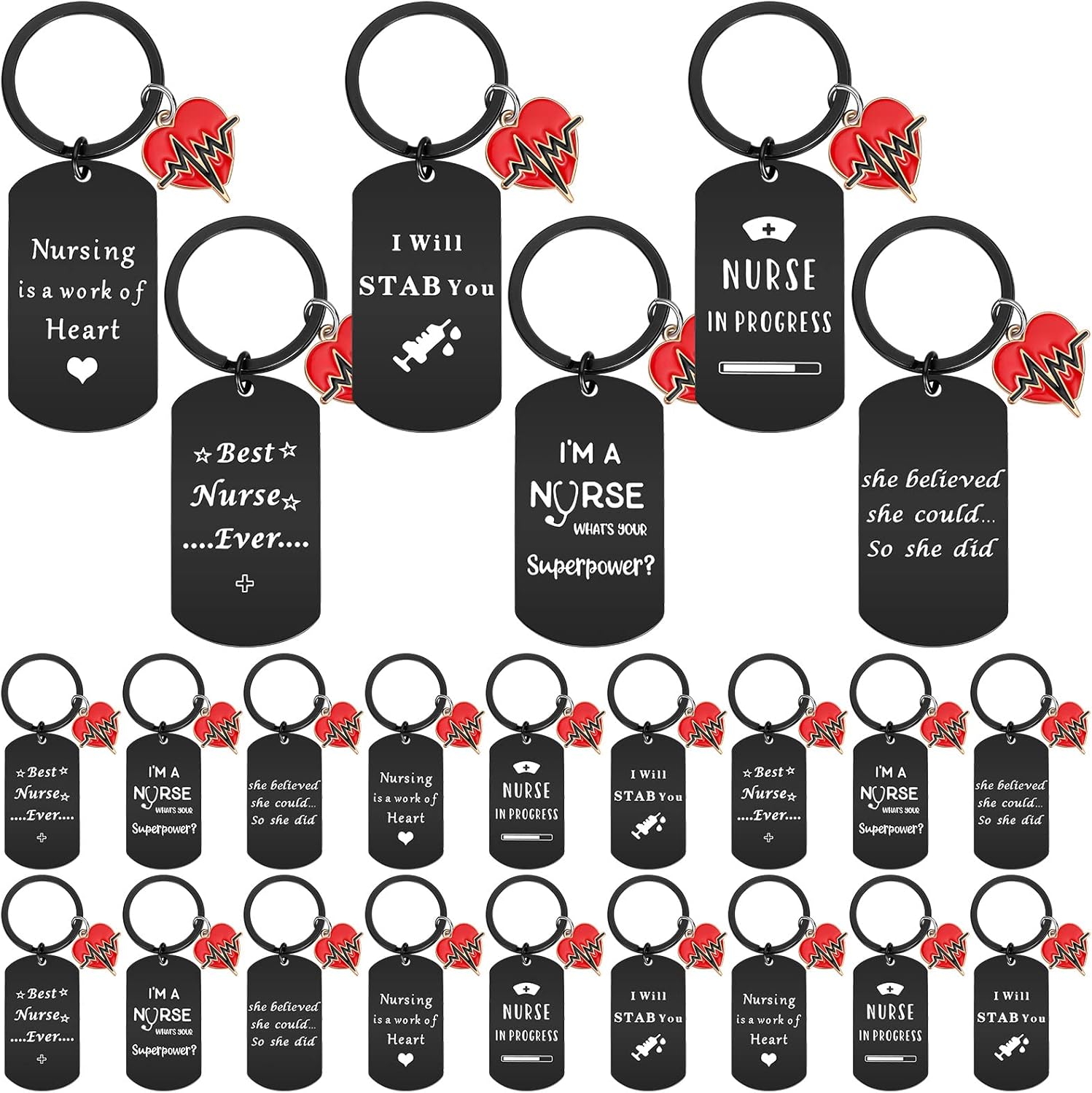Amazon.com: Yinkin 24 Pcs Nurse Keychain Nurse Party Favors Nurse Week ...