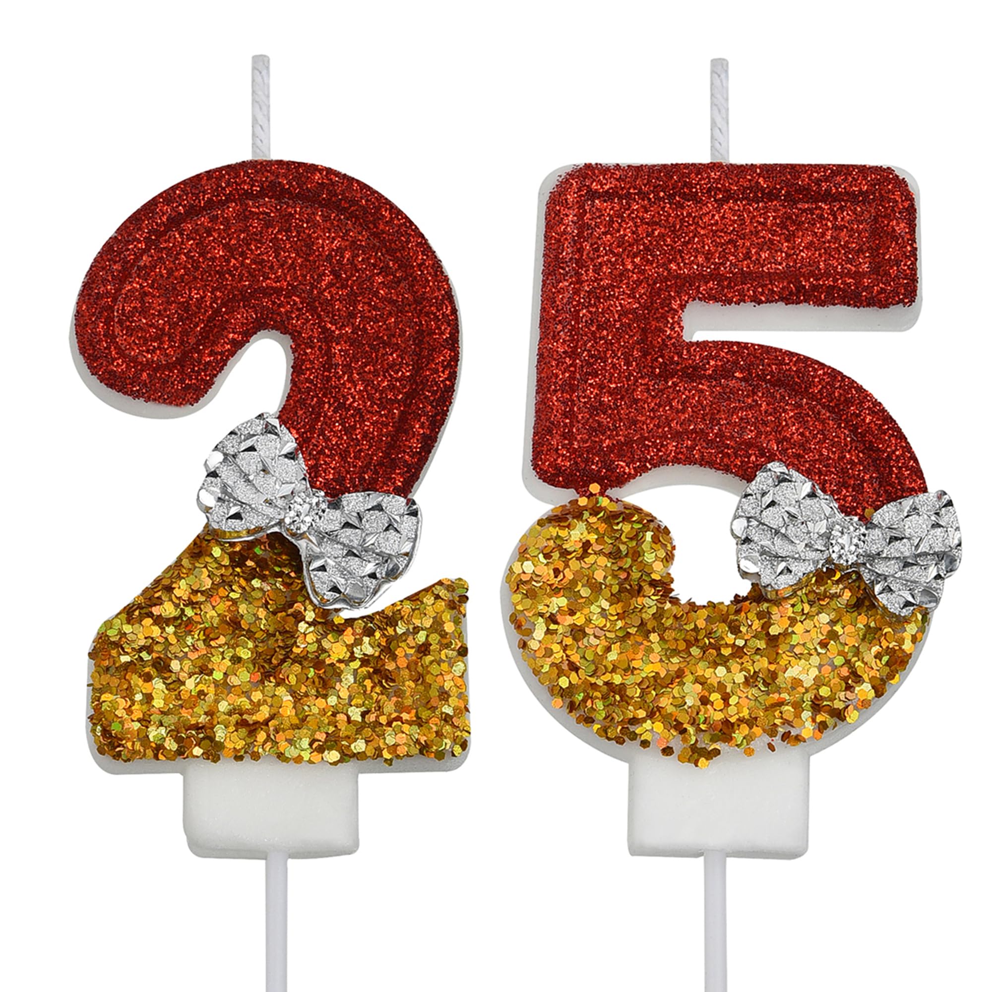 Amazon.com: VSHILI 25th 52nd Birthday Candles, Red 52 25 Year Old ...