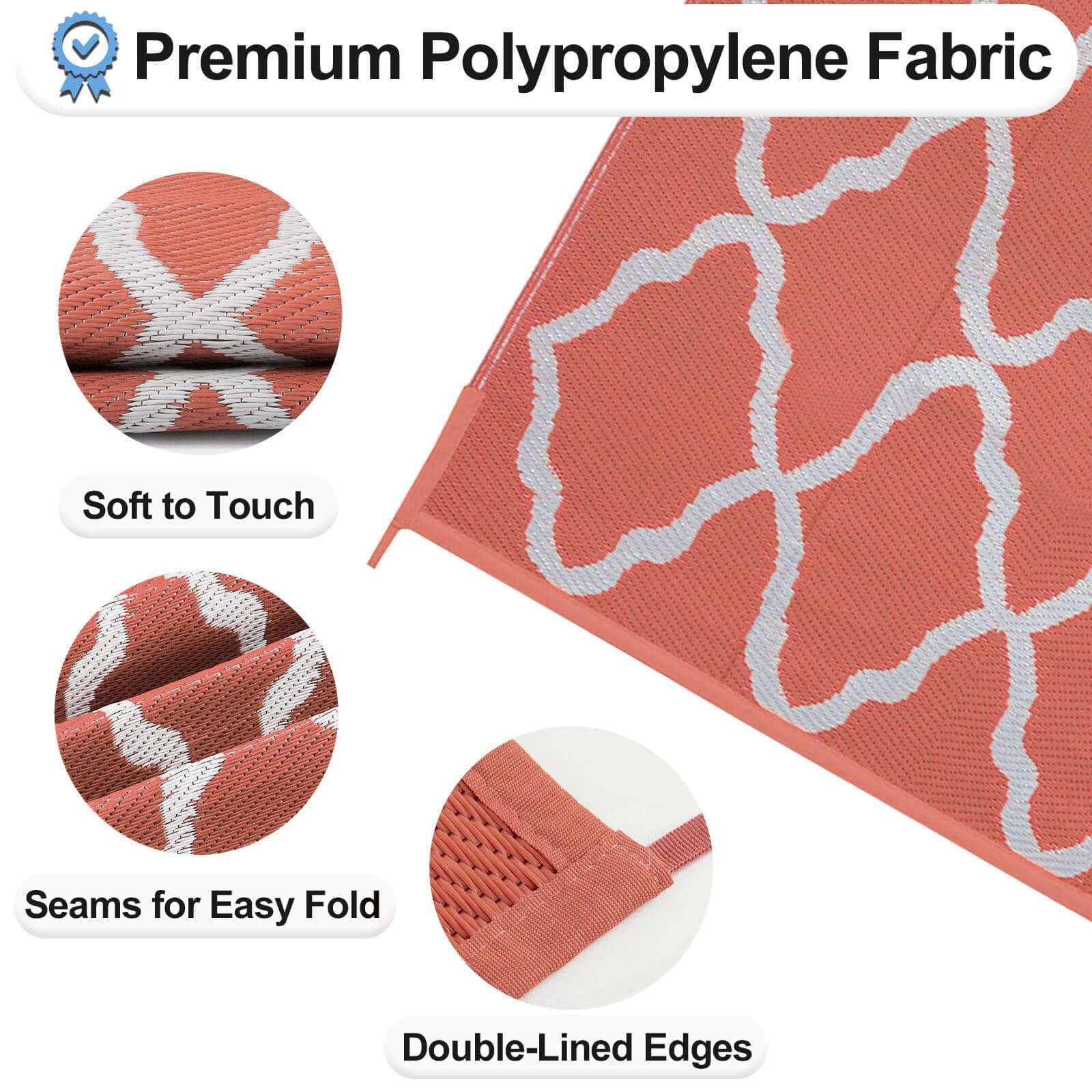 OutdoorLines Outdoor Plastic Area Rug for Patio 6x9 ft - Reversible ...