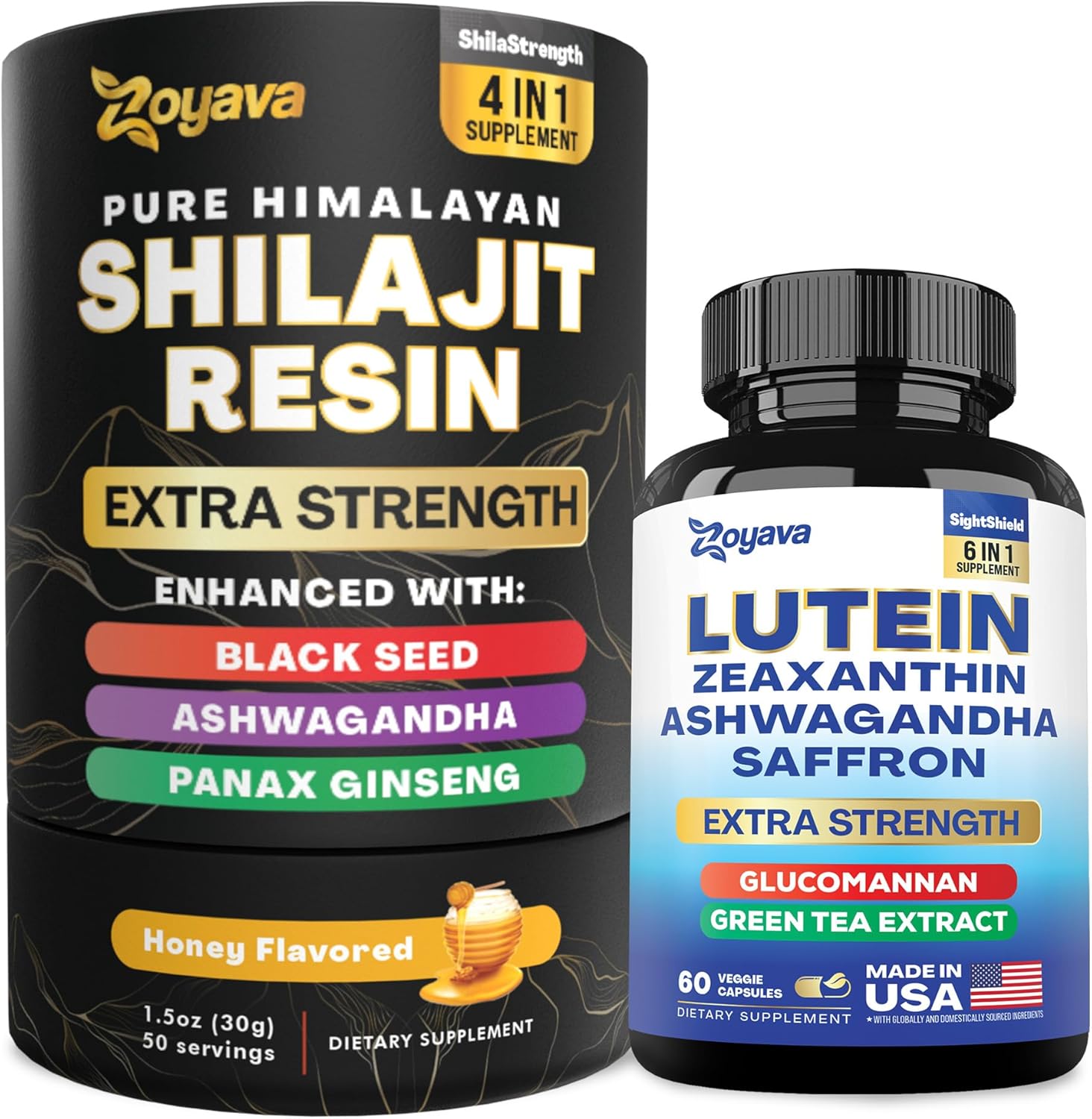 Amazon.com: Zoyava Paquete de 60 cápsulas de luteína y miel de resina ...