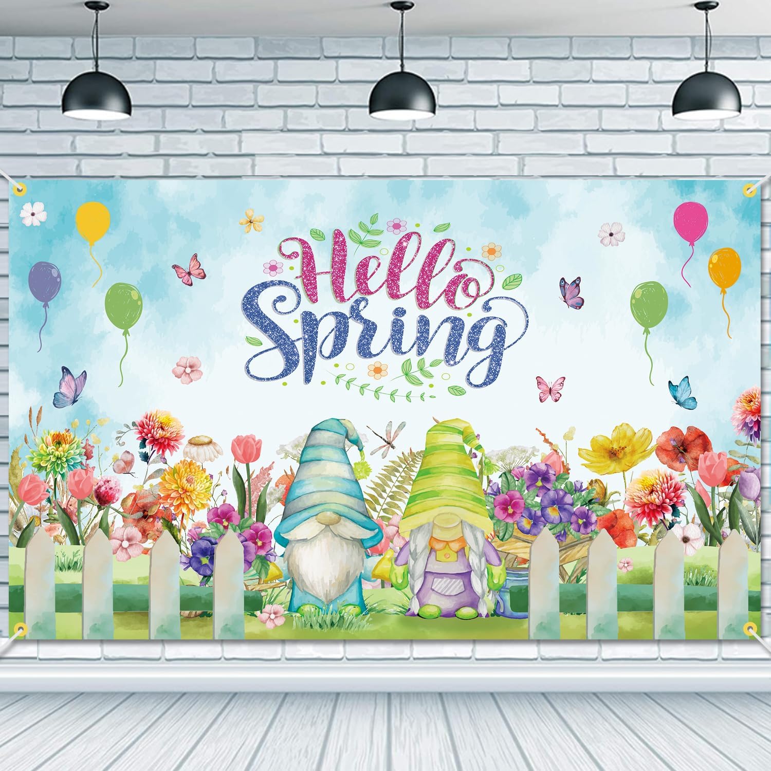 Amazon.com : JKQ Backdrop Banner for Hello Spring 73 x 43 Inch Large ...