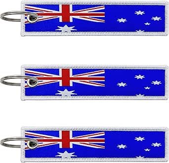 LLBFHH 3 Pcs Australia Australian Country Flag Keychain,Woven label Key ...