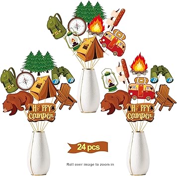 Amazon.com: Camping Party Decorations Centerpiece Sticks, 24pcs Camp ...