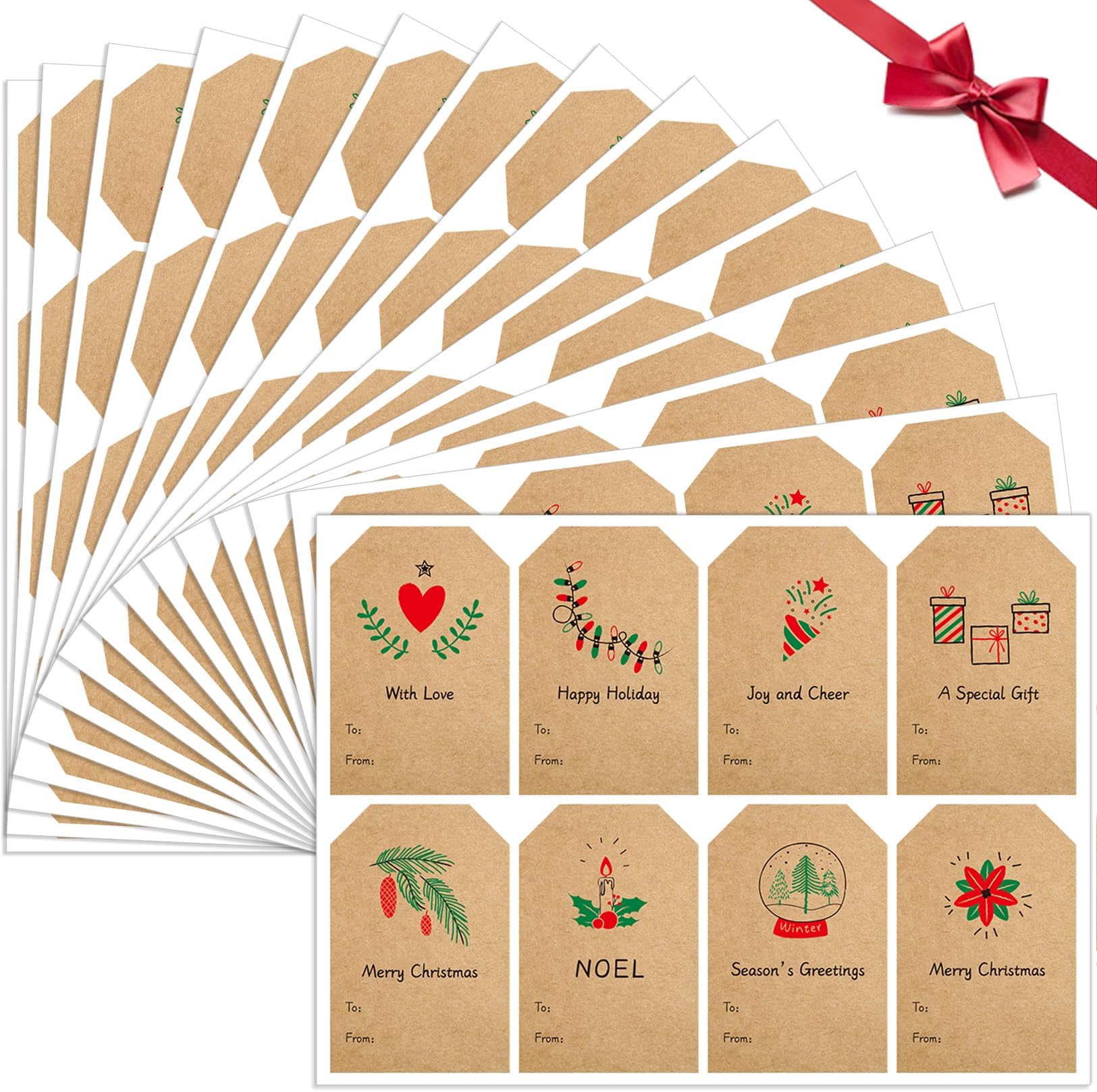Amazon.com : VstarOne 100 pcs Kraft Gift Tags Labels, Gift Wrap Tags ...