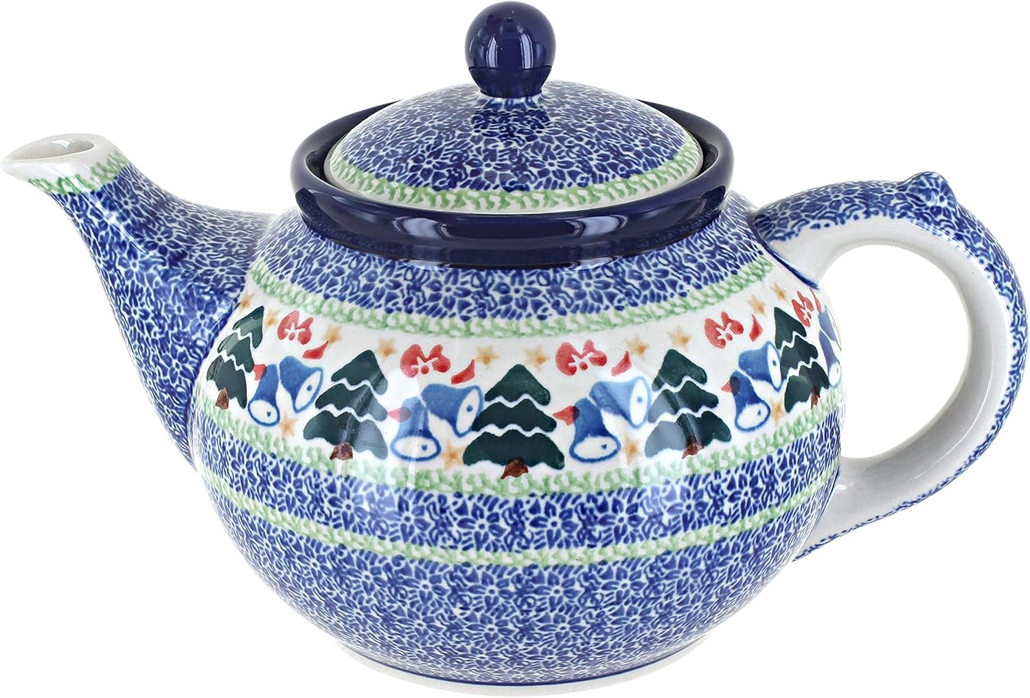 Amazon.com | Blue Rose Polish Pottery Winter Bells Medium Teapot: Teapots