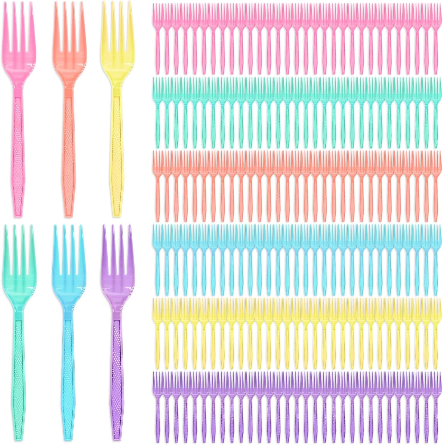 Amazon.com: JarThenaAMCS 150Pcs Pastel Plastic Fork 6 Macaron Colors ...