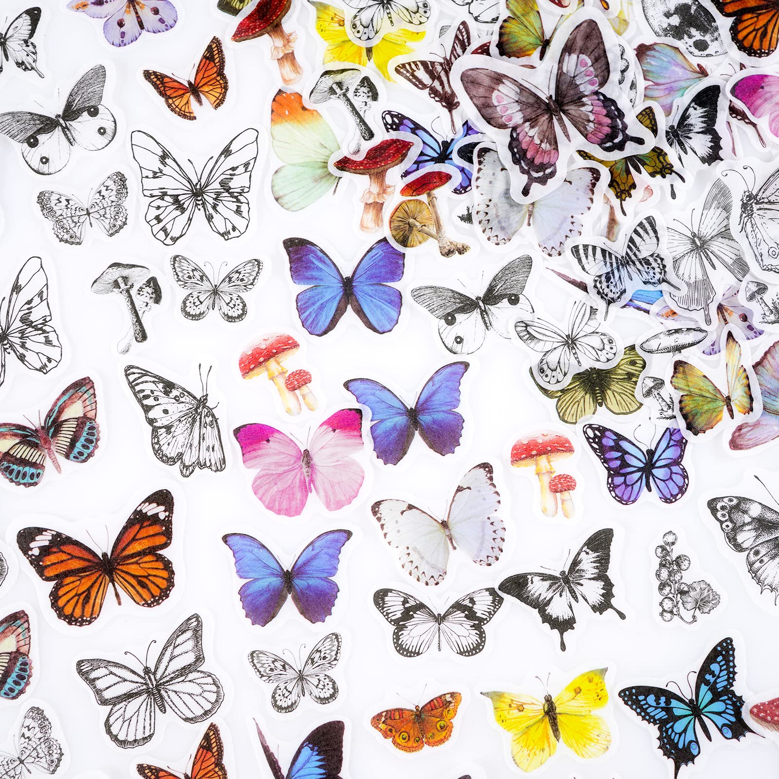 100 Pieces Butterfly Stickers,Vintage Butterfly Washi Stickers for ...