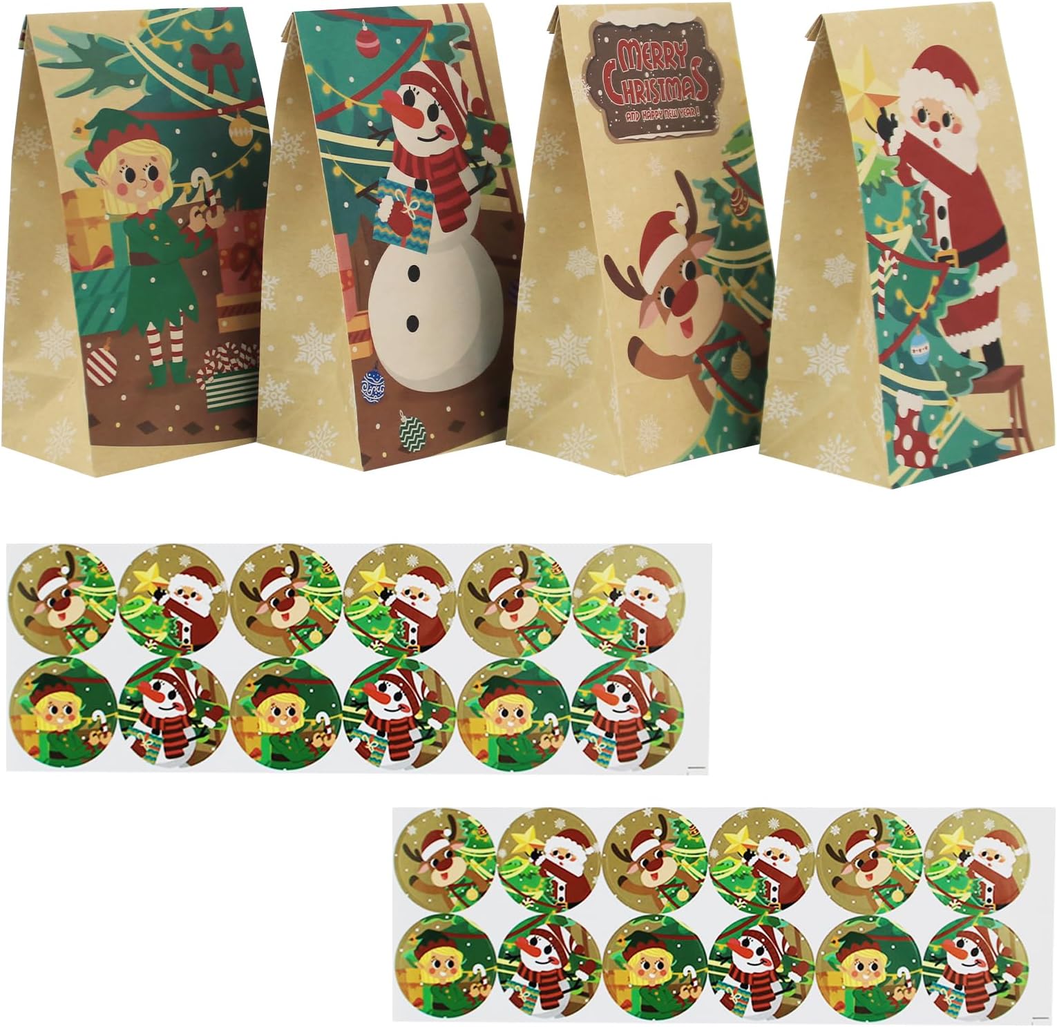 Amazon.com: 100 pieces Christmas Treat Bags Christmas Goodies Bags ...