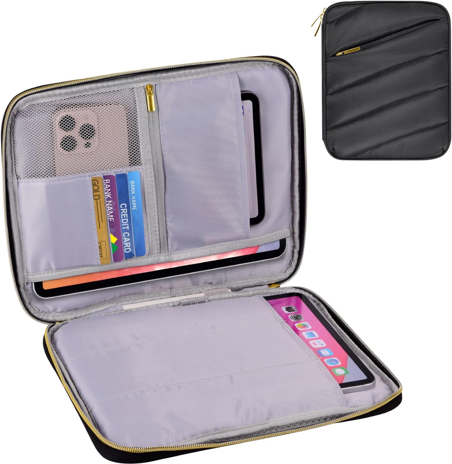 Amazon.com: 11 Inch iPad Travel Case Organizer, Padded Tablet Carrying ...
