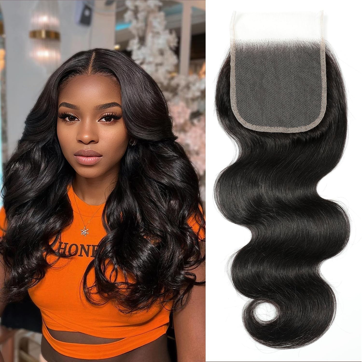Amazon.com : 4x4 Transparent HD Lace Closure Only Body Wave Hair ...
