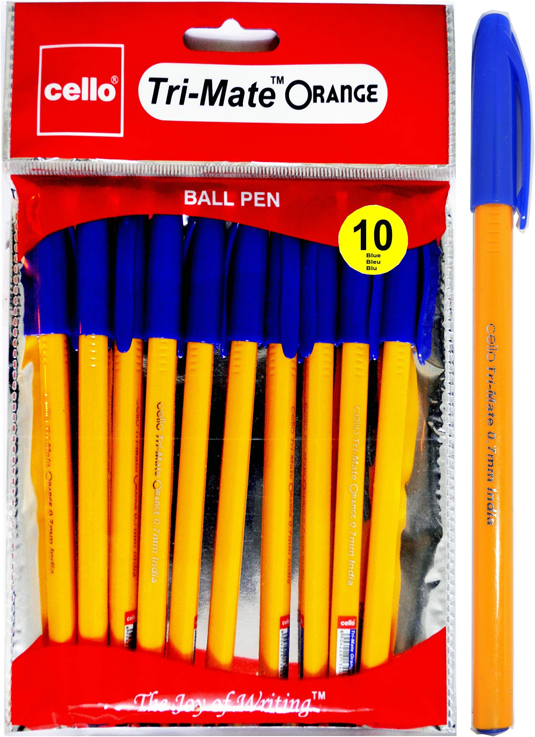 Cello Tri-Mate Orange Ballpoint Pens Medium Point Biro (Blue, Pack of ...