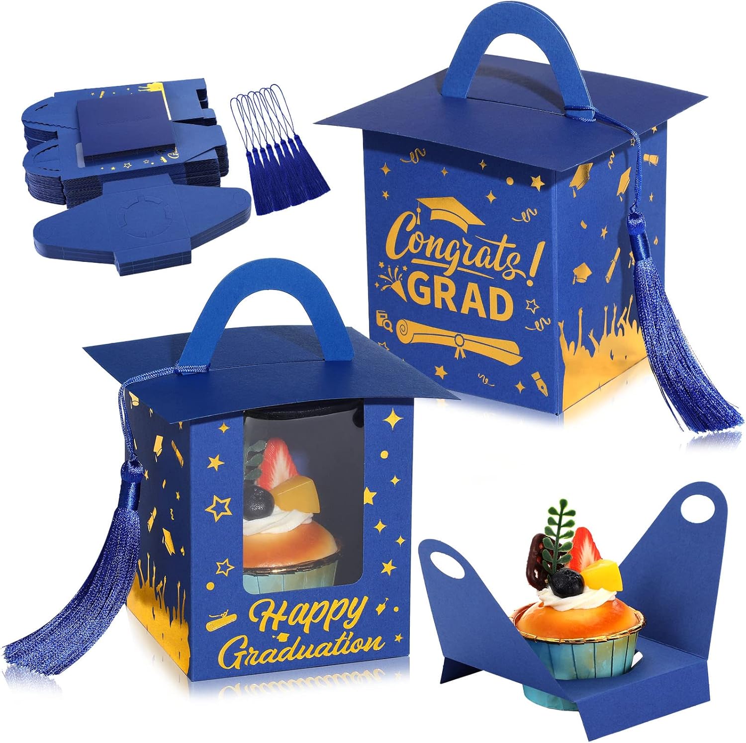 Amazon.com: Outus 30 Pcs Graduation Cupcake Boxes Graduation Gift Box ...