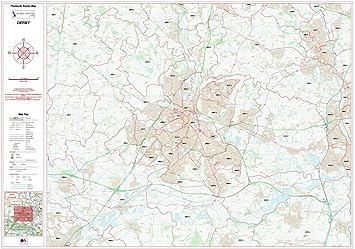 Postcode City Sector Map - Derby - Colour - Flat - Standard Matt Paper ...