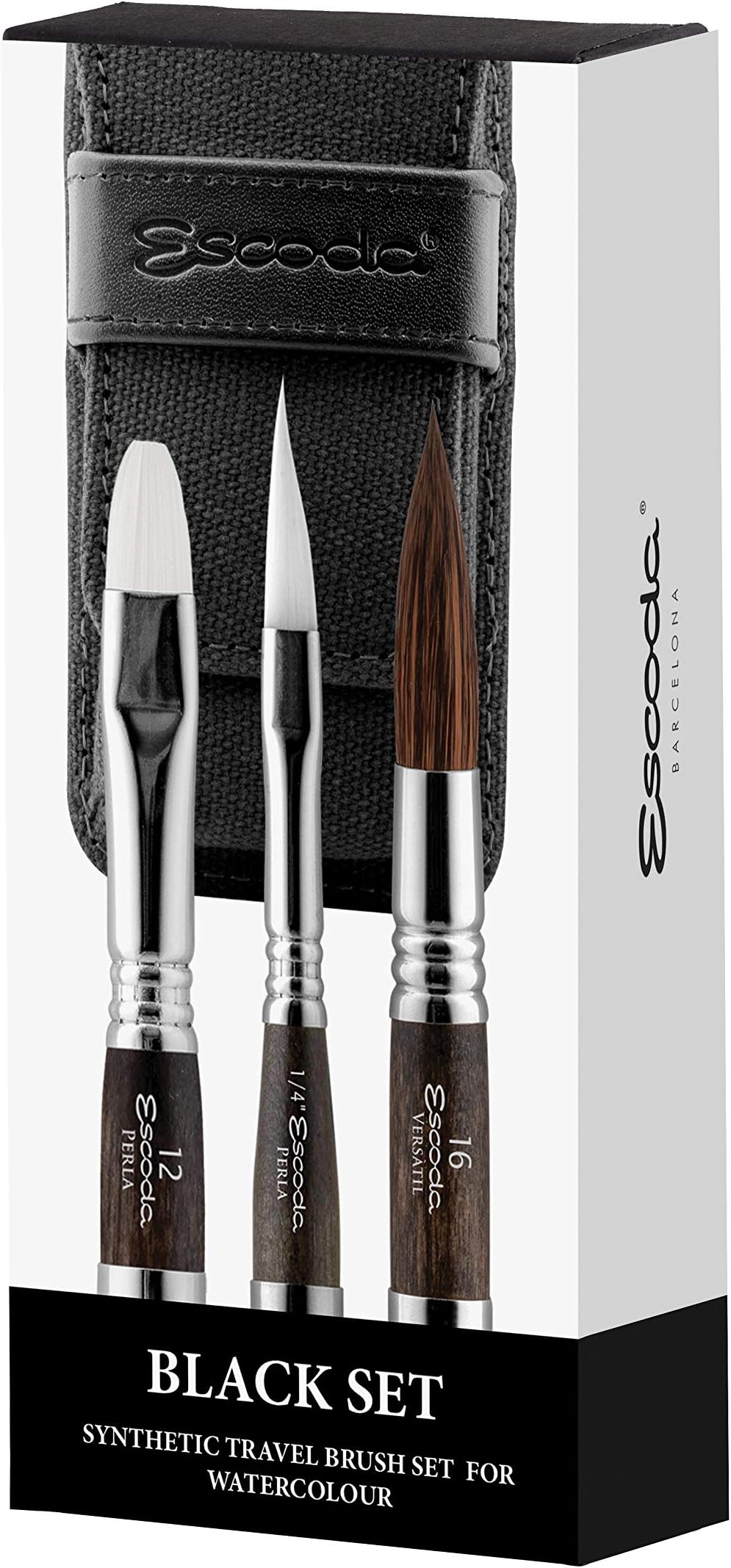 ESCODA Set 3 Watercolor Brushes - N.8,12,18 Round Pointed Synthetic ...