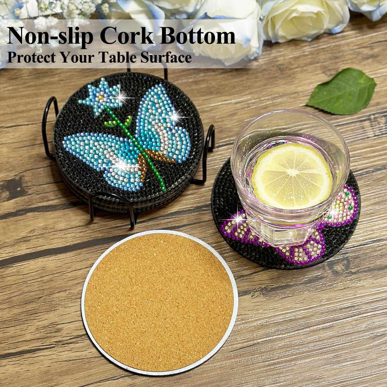 Cat Diamond Art Coasters Kit 6 Piece JUNIPLTER 6-Piece Cat Diamond ...